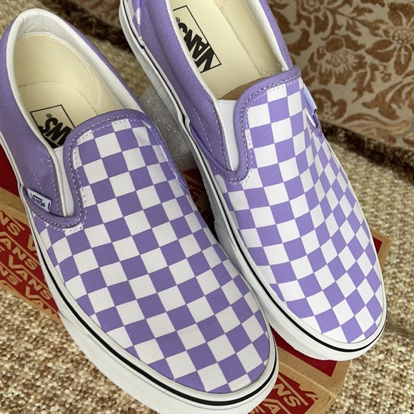 Vans | Shoes | Vans Classic Slip On Checkerboard Violet Tulip Men ...
